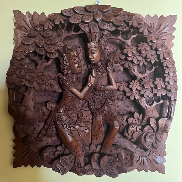 Hand Carved | Wall Decor | Vintage Balinese Deep Relief Hand Carved ...
